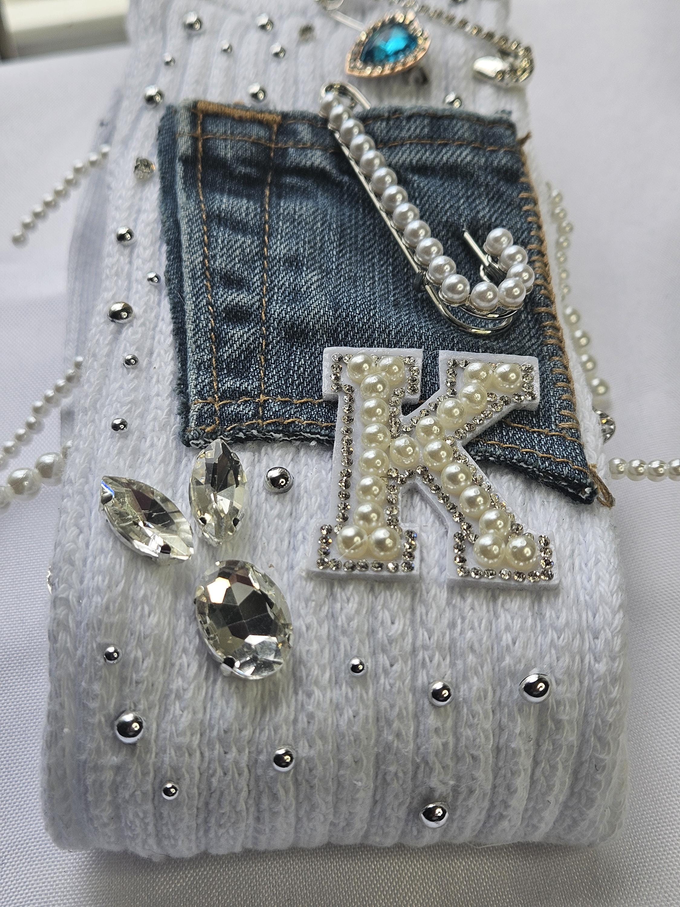 Denim Junk Charm Slouch Socks: Personalized Initial Socks - Etsy