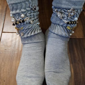 Junk Charm Slouch Socks Comfortable Socks With Charms - Gray Socks ...