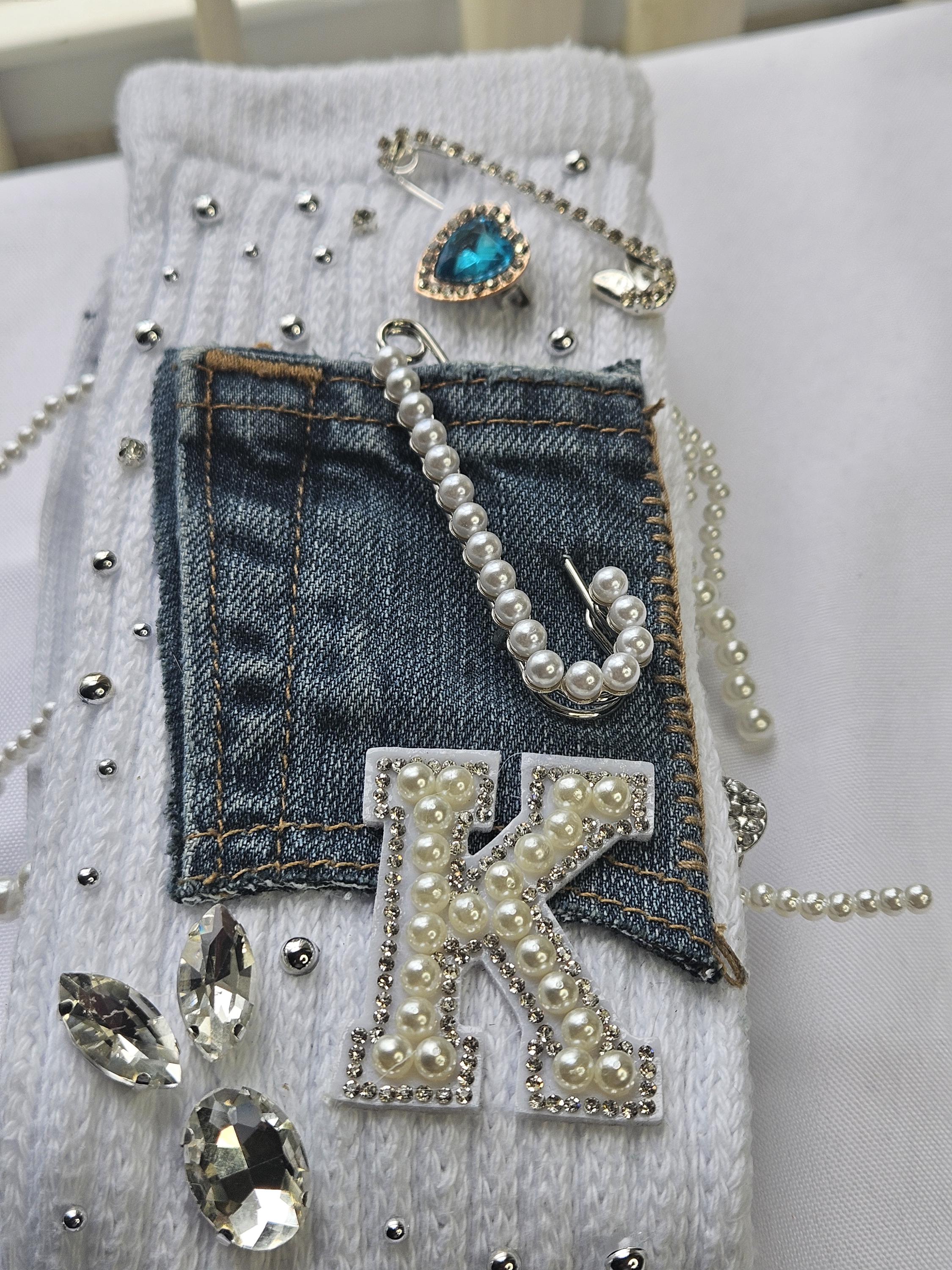 Denim Junk Charm Slouch Socks: Personalized Initial Socks - Etsy