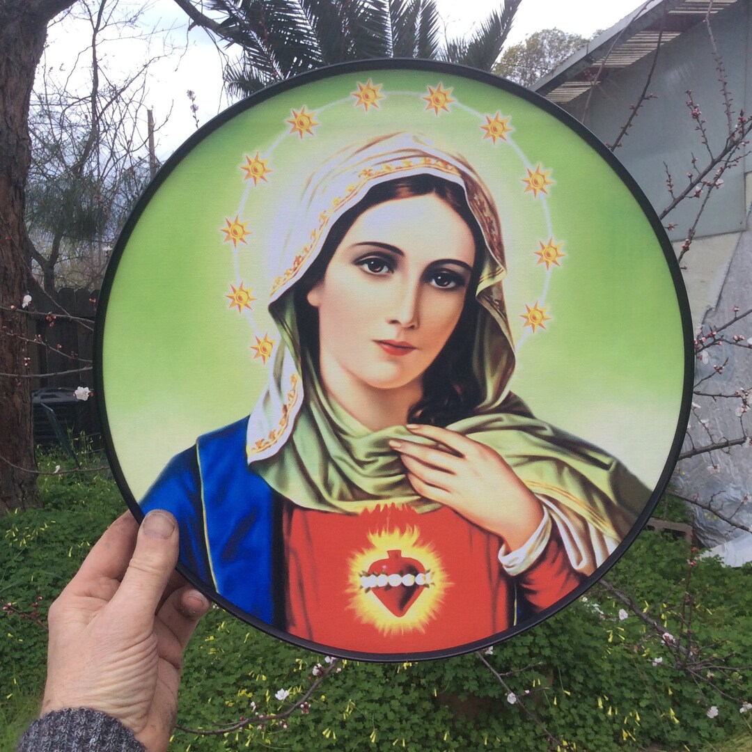 The Immaculate Heart of Mary, as a Framed Round Poster - Etsy