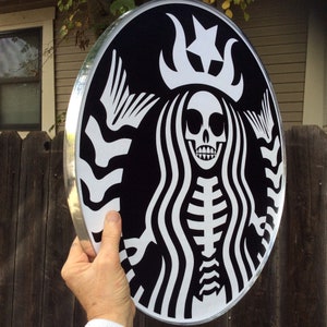 Starbucks Skeleton Siren Logo, as a Framed Round Poster - Etsy