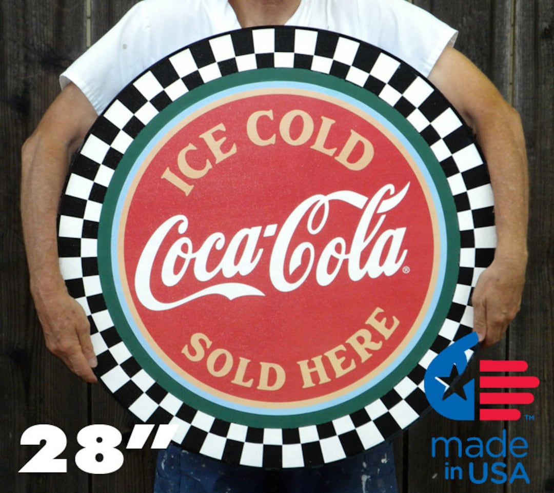 A Vintage Coca-cola Design, as a Framed Round Sign. - Etsy