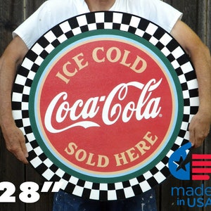 A Vintage Coca-cola Design, as a Framed Round Sign. - Etsy