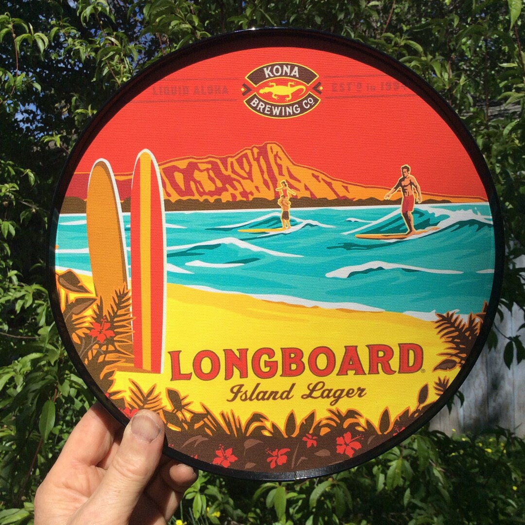 KONA Brewing Longboard Island Lager Logo, as a Framed Round Sign/poster ...