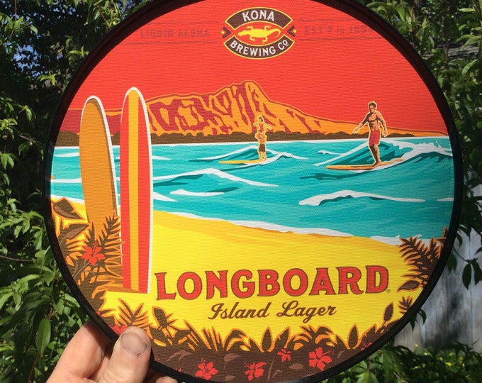 KONA Brewing Longboard Island Lager Logo, as a Framed Round Sign/poster ...