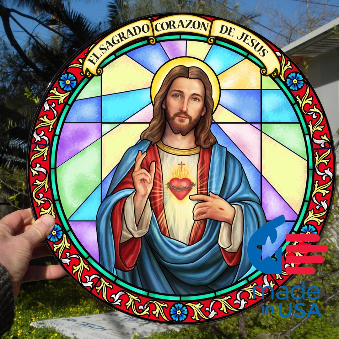 El Sagrado Corazon De Jesus, as a Framed Round Sign/poster - Etsy