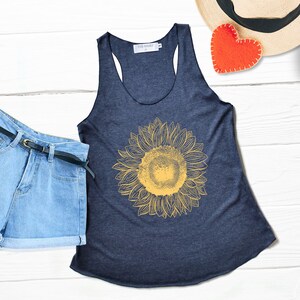Sunflower Tank Top Sunflower Drawing Tank Top Flowers Tank Top - Etsy