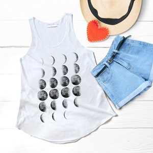 Moon Phase Tank Top Moon Tank Top Full Moon T-shirt Clothing | Etsy