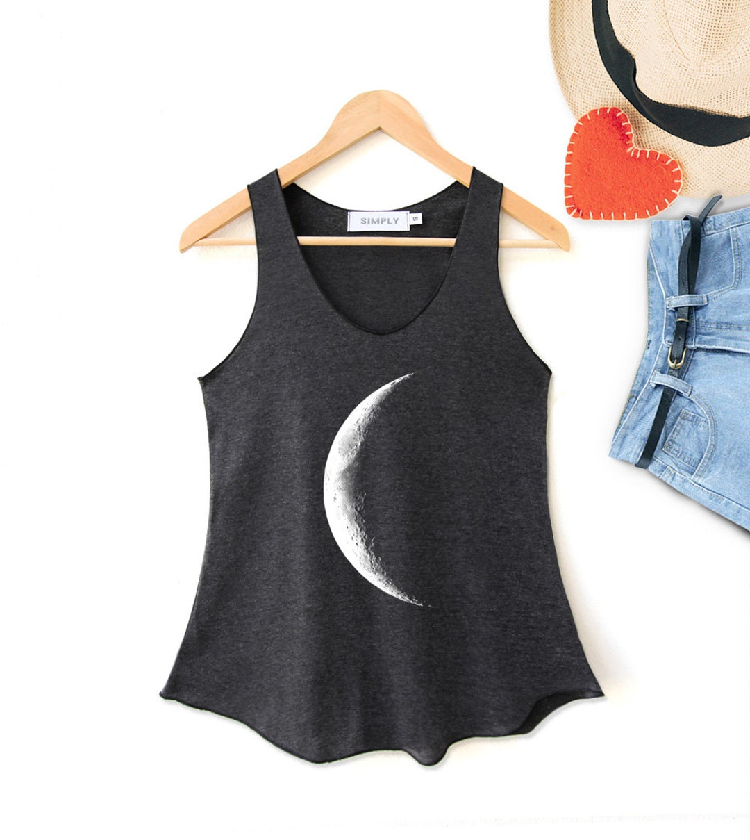 Half Moon Tank Top: Women's Graphic Moon Phase Shirt - Etsy