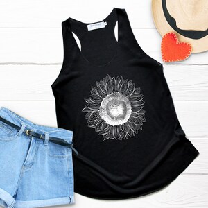 Sunflower Tank Top Sunflower Drawing Tank Top Flowers Tank Top - Etsy