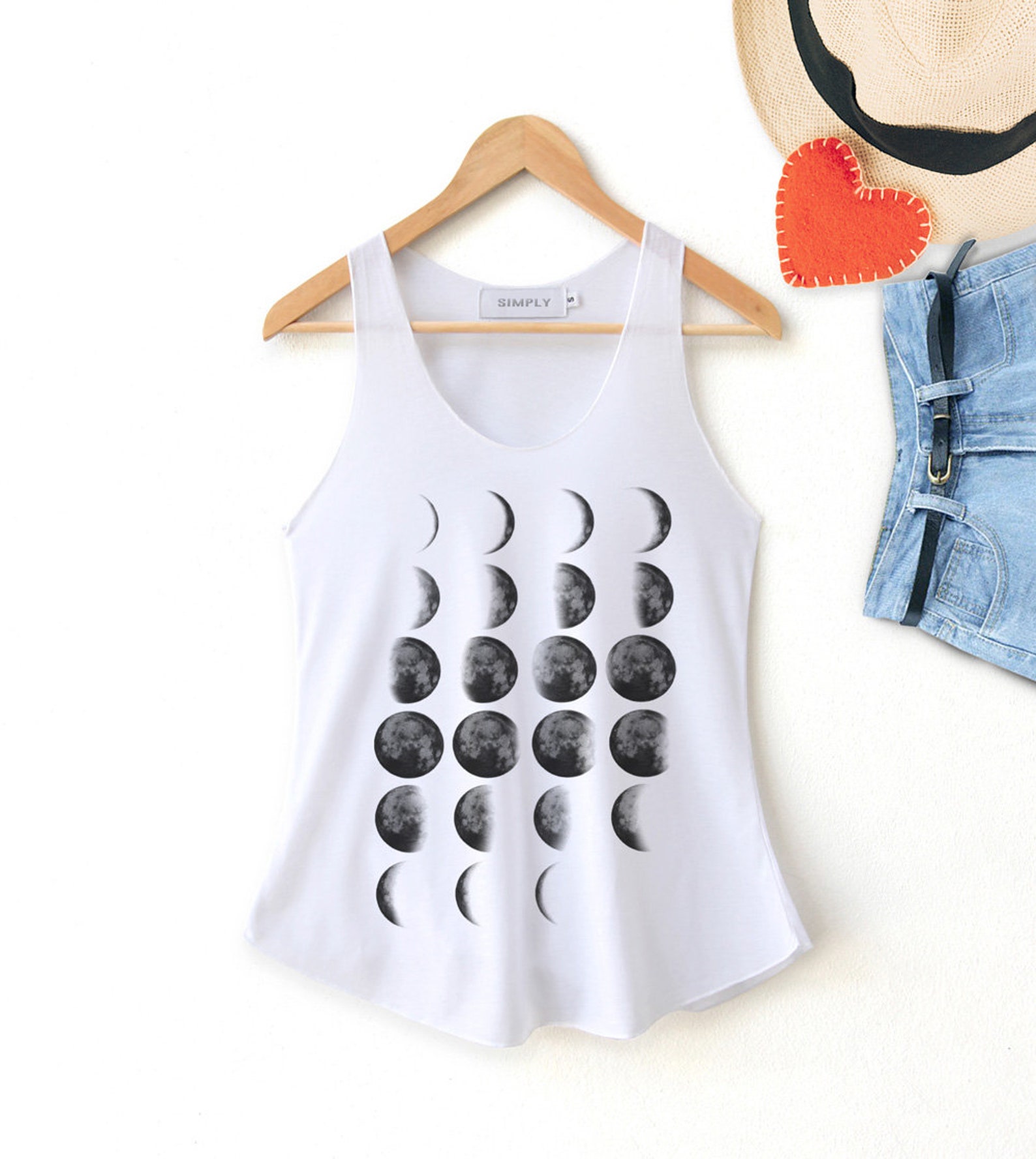 Moon Phase Tank Top Moon Tank Top Full Moon T-shirt Clothing - Etsy