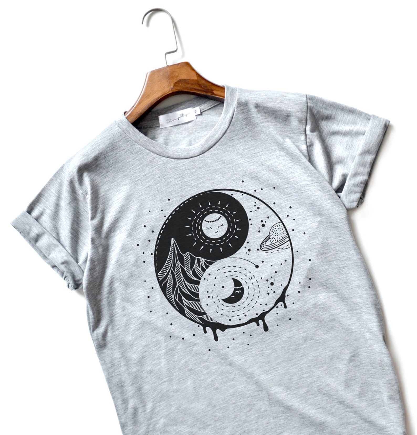 Yin yang Shirt yin yang mountains Shirt sun and moon Shirt | Etsy