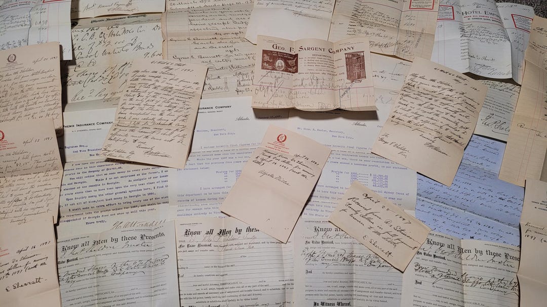 1800-1900 Handwritten/typed Documents 100-150 Years Old. Ephemera ...