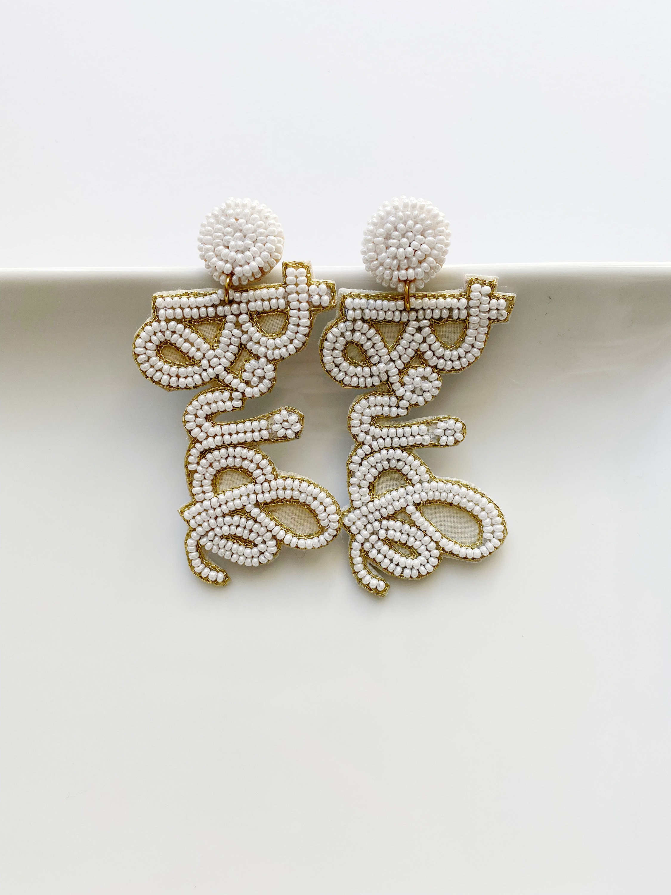 Bride Beaded Earrings Gift Word Drop Wedding Earrings - Etsy