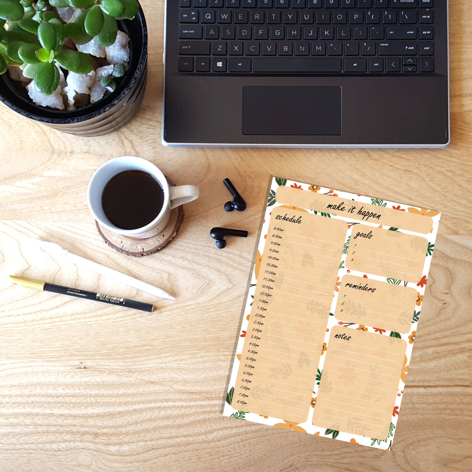 A5 Daily Schedule Tracker Floral Planner WFH Pad - Etsy