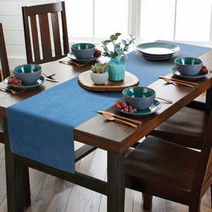 Blue Table Runner of Denim, Party Decor, 72 Inches Runners, Round ...
