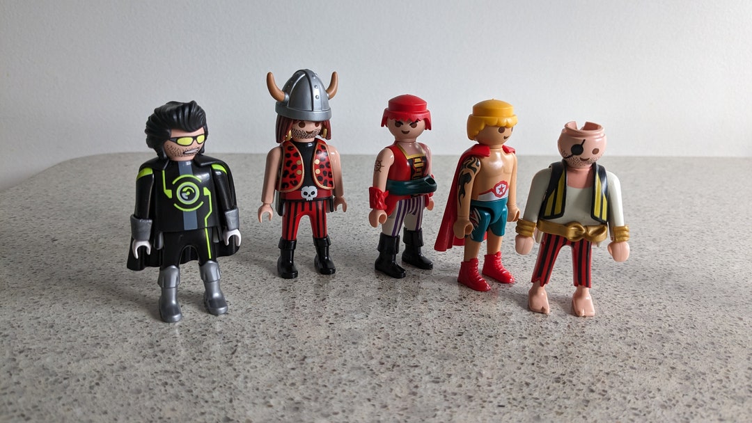 Vintage 1993 Set of 5 Geobra Playmobil Plastic Figures/ Set of 5 Collectible Playmobil Plastic ...