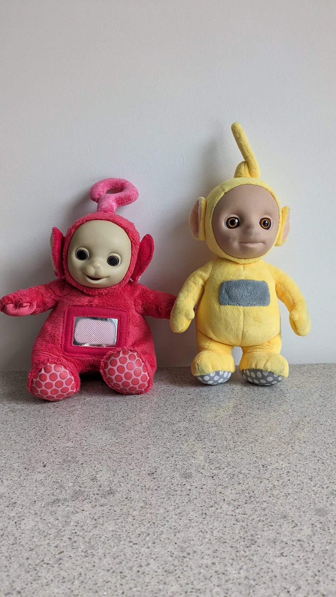 Vintage 2002 Lot of 2 Teletubbies 11″ Red Po and Yellow Plush Soft Toys ...