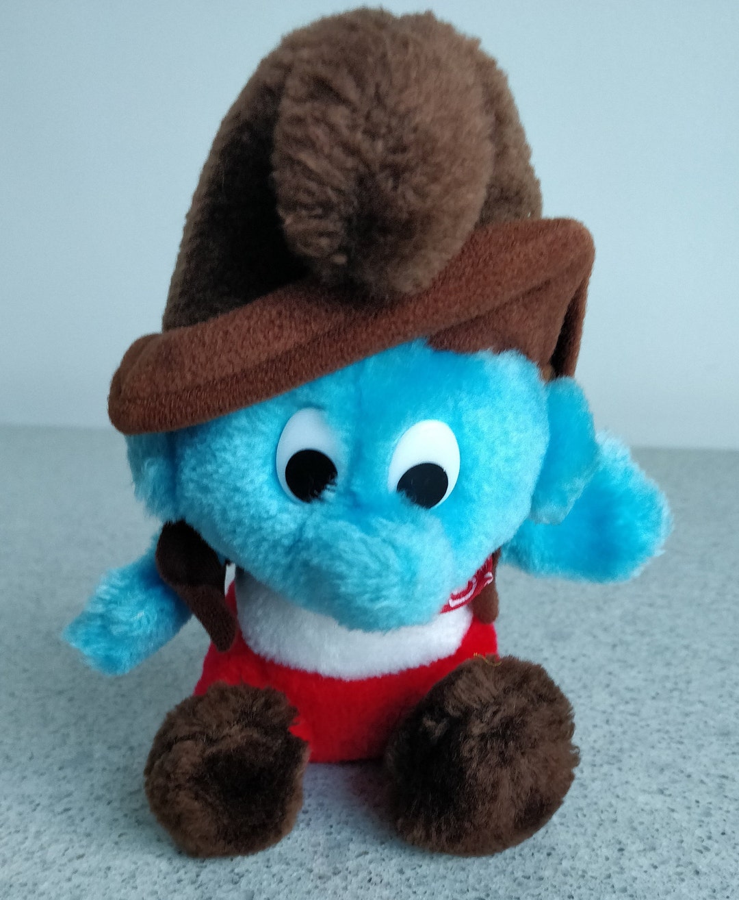 Collectible Vintage 8" Sitting Cowboy Smurf With Vest and Bandana Plush ...