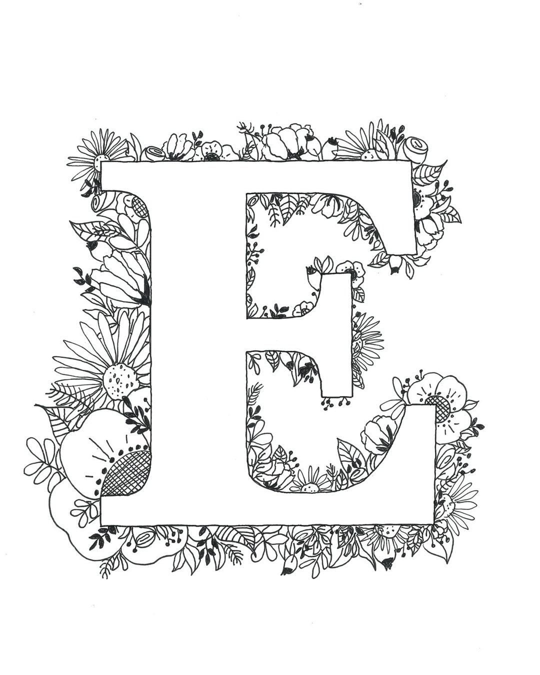 Letter E Monogram Printable - Monogram Print - Nursery Monogram 8x10 ...