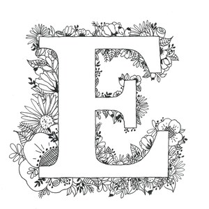 Letter E Monogram Printable - Monogram Print - Nursery Monogram 8x10 ...