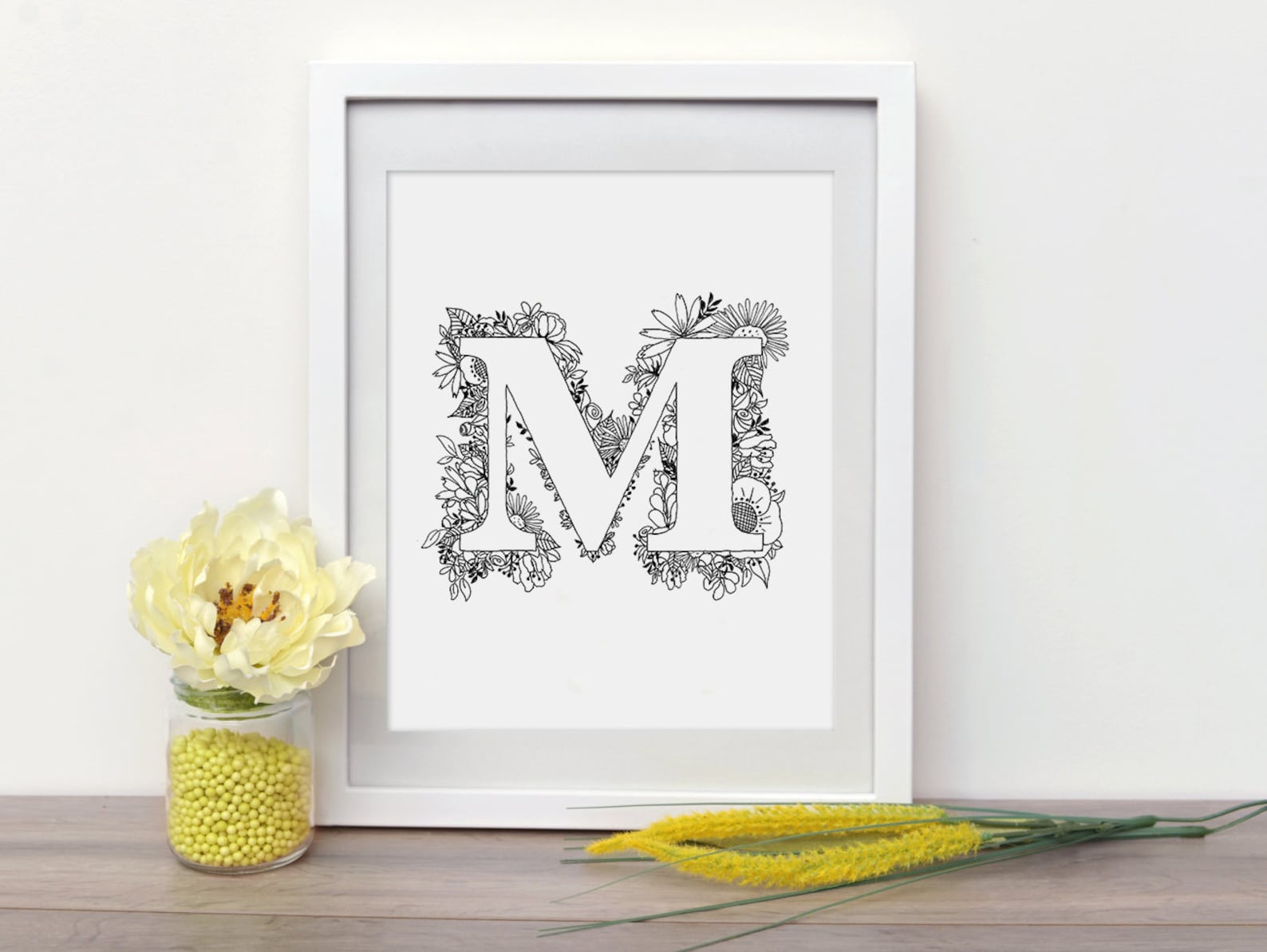 Letter M Monogram Printable Monogram Print Nursery | Etsy