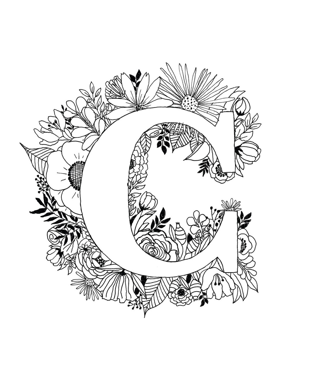 Letter C Monogram Printable - Monogram Print - Nursery Monogram 8x10 ...