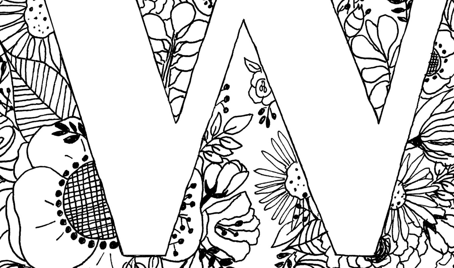 Letter W Monogram Printable Monogram Print Nursery - Etsy