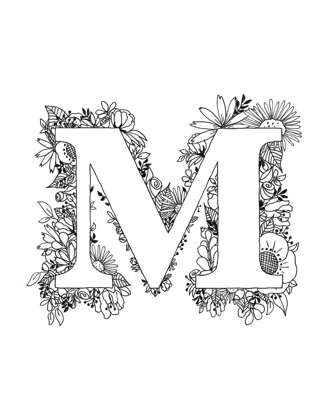 Letter M Monogram Printable - Monogram Print - Nursery Monogram 8x10 ...