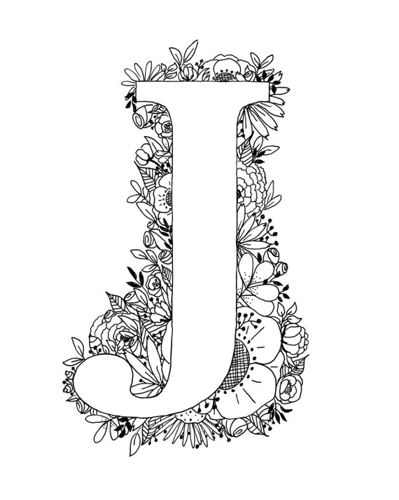 Letter J Monogram Printable Monogram Print Nursery - Etsy