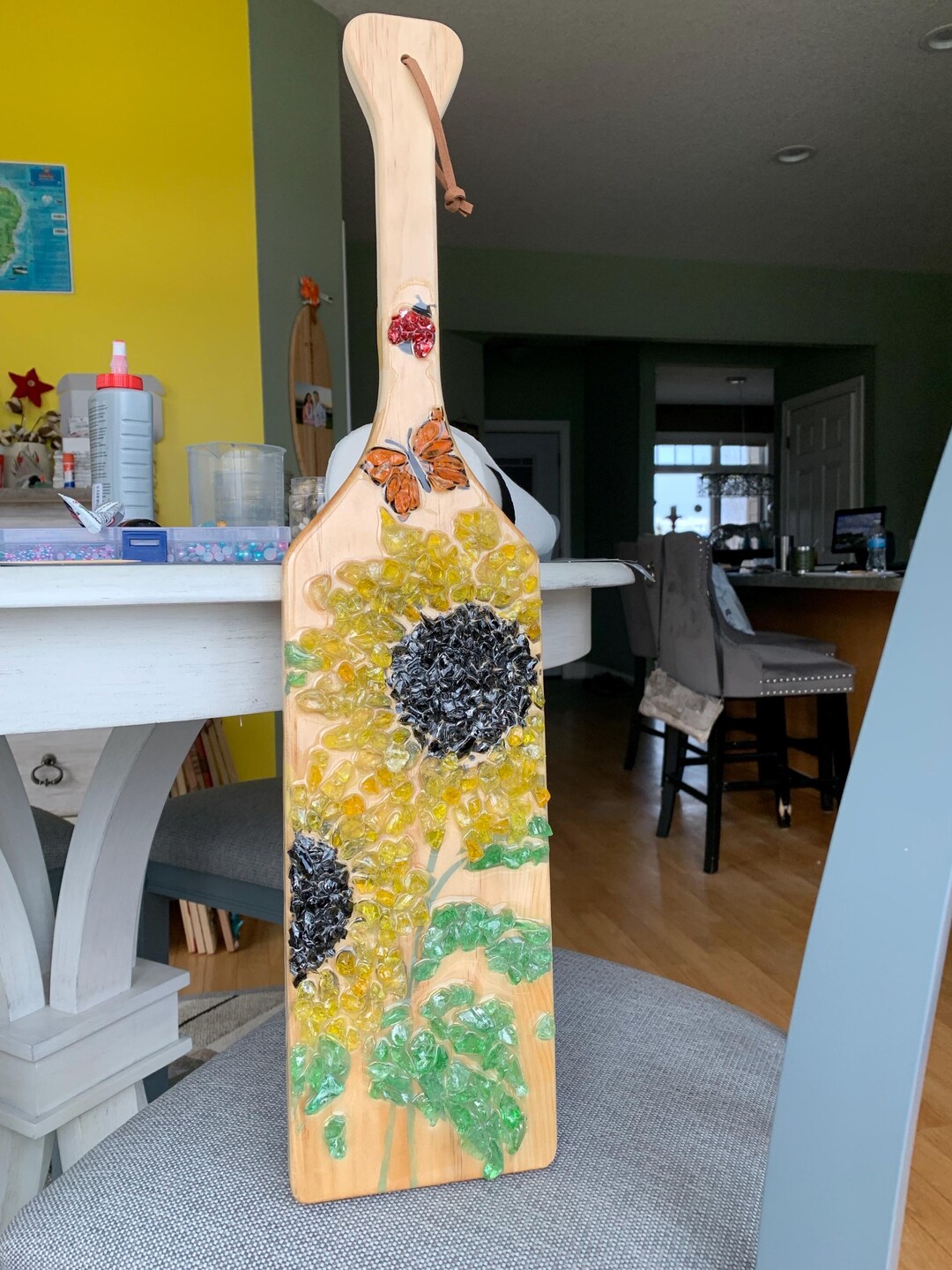 Sunflower Glass Resin Art Paddle 24”x5.5” Glass Art - Etsy