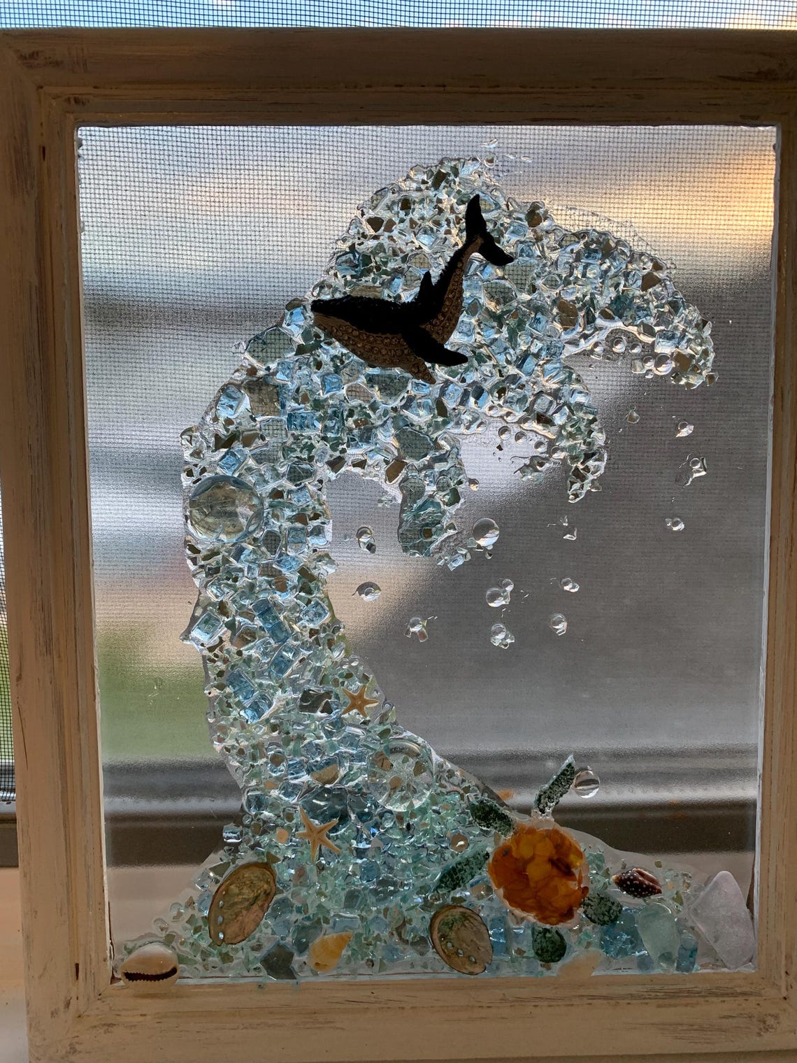 Whale in Ocean Glass Art Resin for Decor 11.5”x9.5” - Etsy