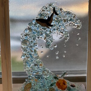 Whale in Ocean Glass Art Resin for Decor 11.5”x9.5” - Etsy