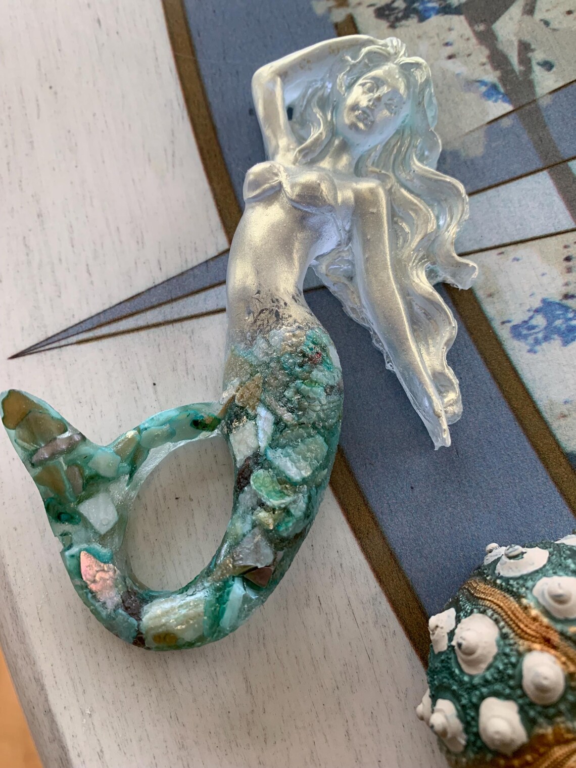 3 Beautiful Mermaid & Sea Urchins Resin Art for Decor or Crafts - Etsy