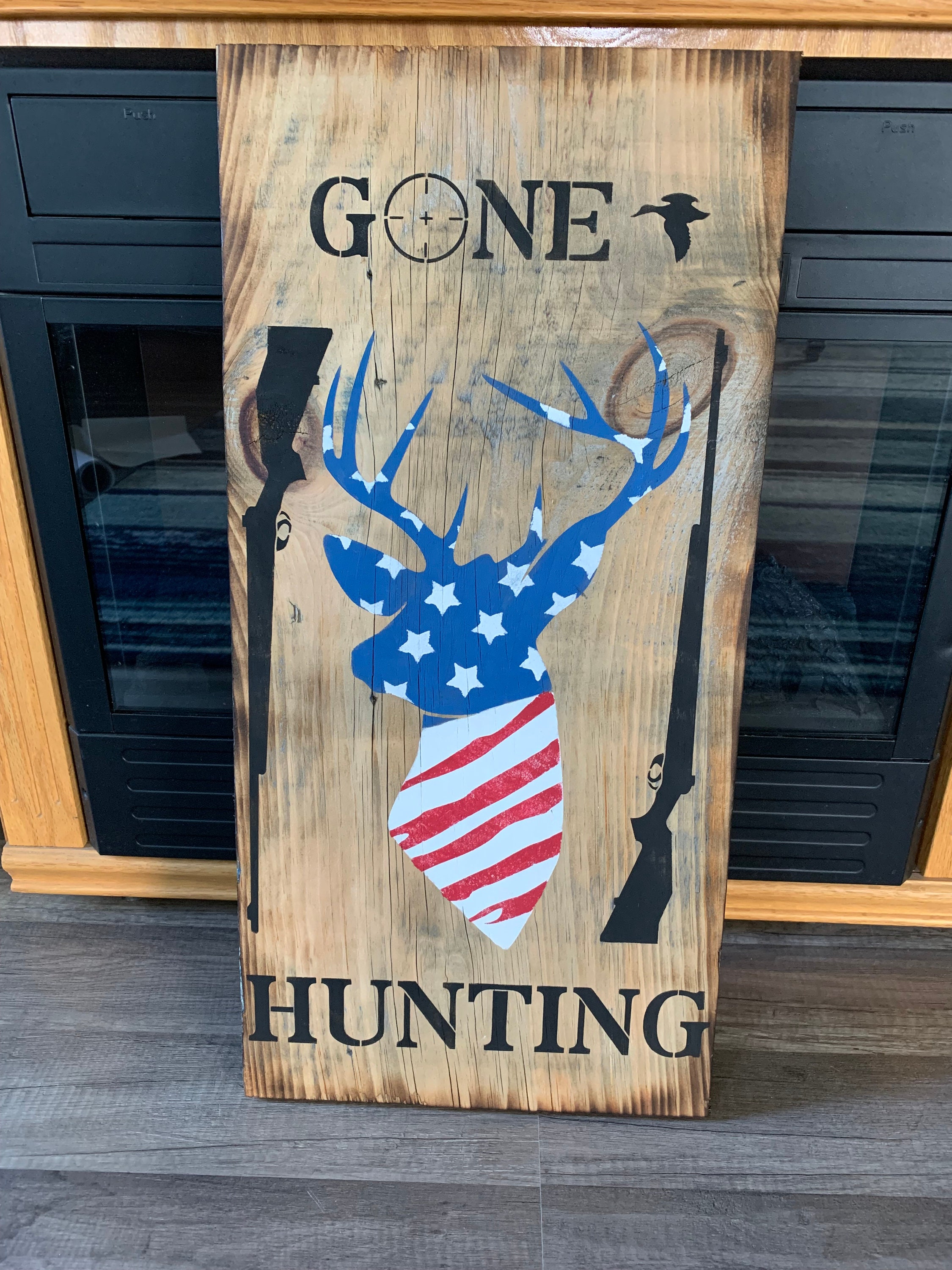 Gone Hunting Wood Sign 24x11.5 - Etsy UK