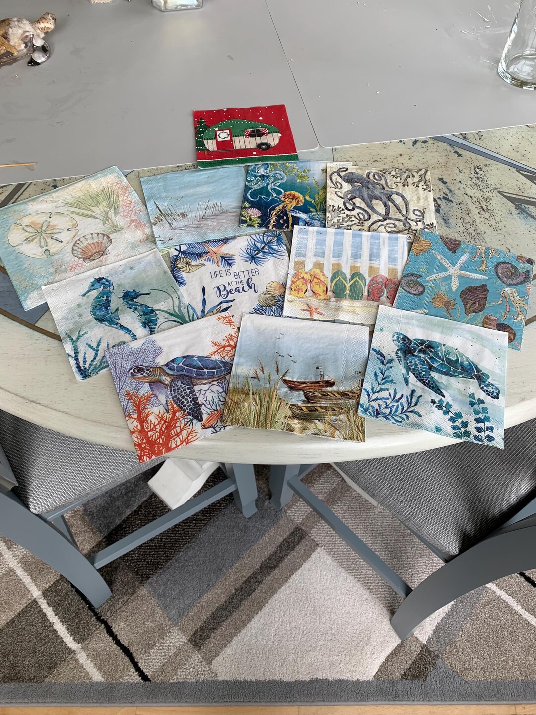 12 Nautical Napkins for Decoupage Sea Turtle Octopus Sea Horses Ect ...