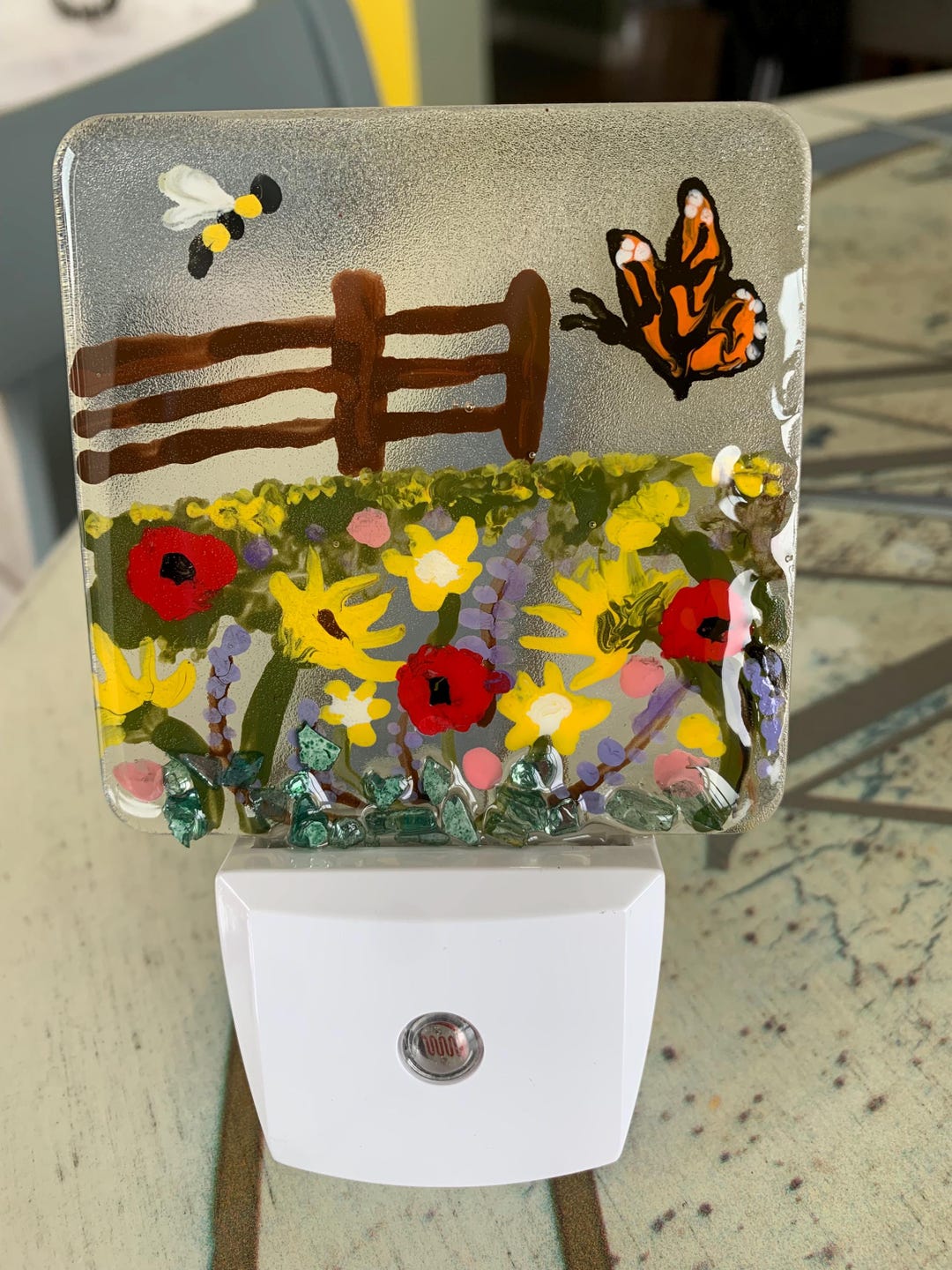 Wild Flowers Hand Painted! Led Dusk to Dawn Night Light - Etsy