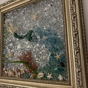 Mermaid in Ocean Glass Resin Art for Decor 11”x11” - Etsy