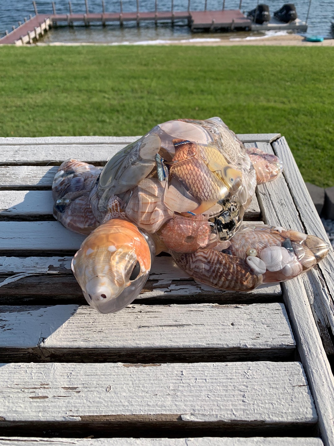 Beautiful Extra Large Se Turtle Resin Art 12”x12” for Porch Garden or ...