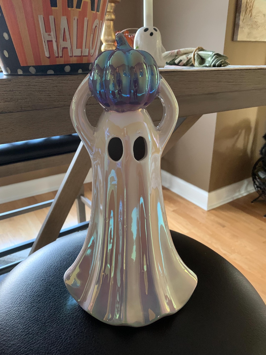 Large! Adorable Ceramic Ghost for Deco 14”x8”! Lights up New! for Fall ...
