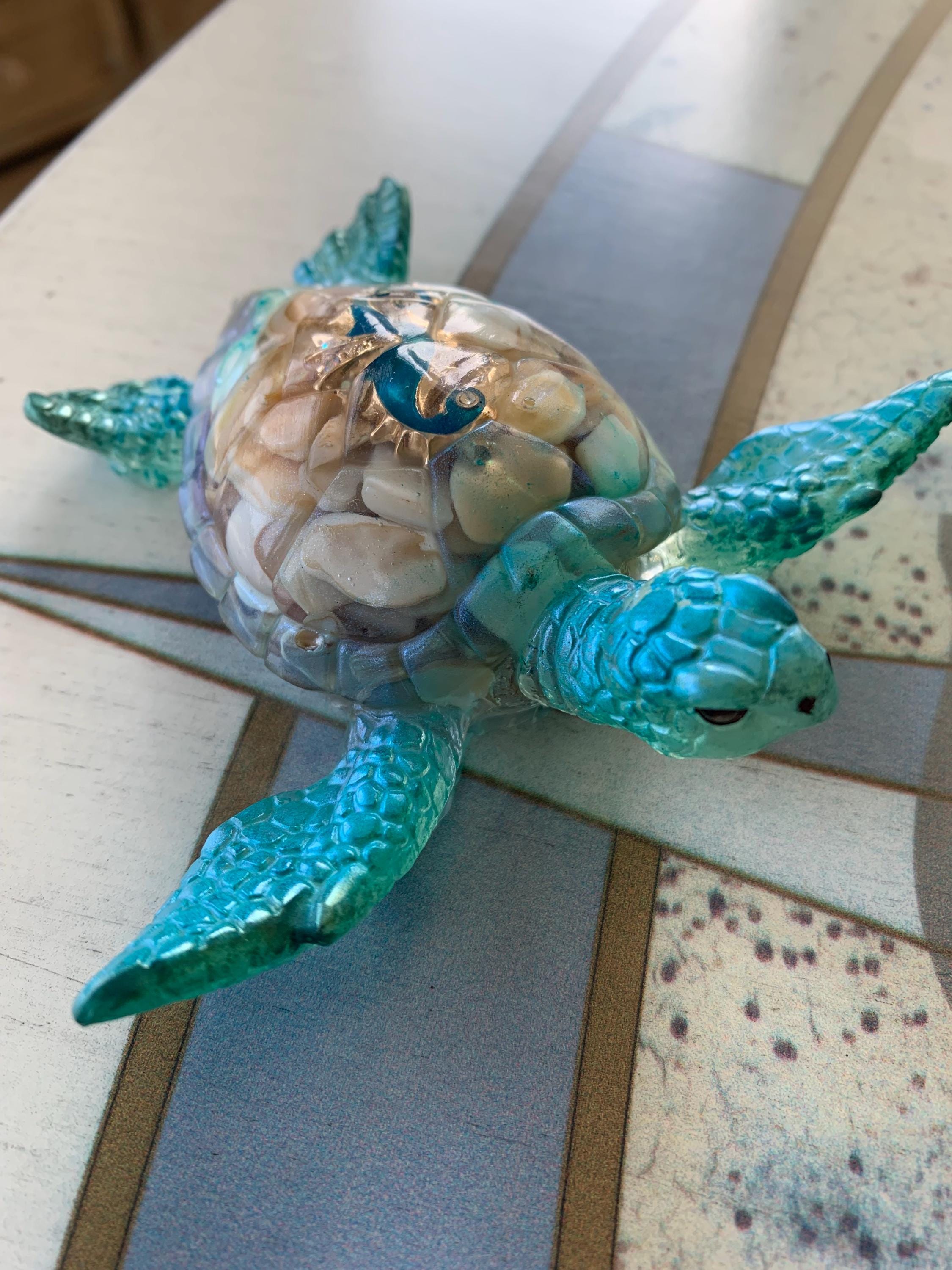 Large Sea Turtle Resin Art 4”x4” for Crafts or Decor - Etsy