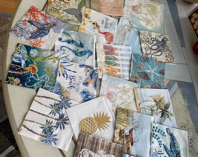 24 Beautiful Nautical Beach Theme Napkins for Decopauge - Etsy