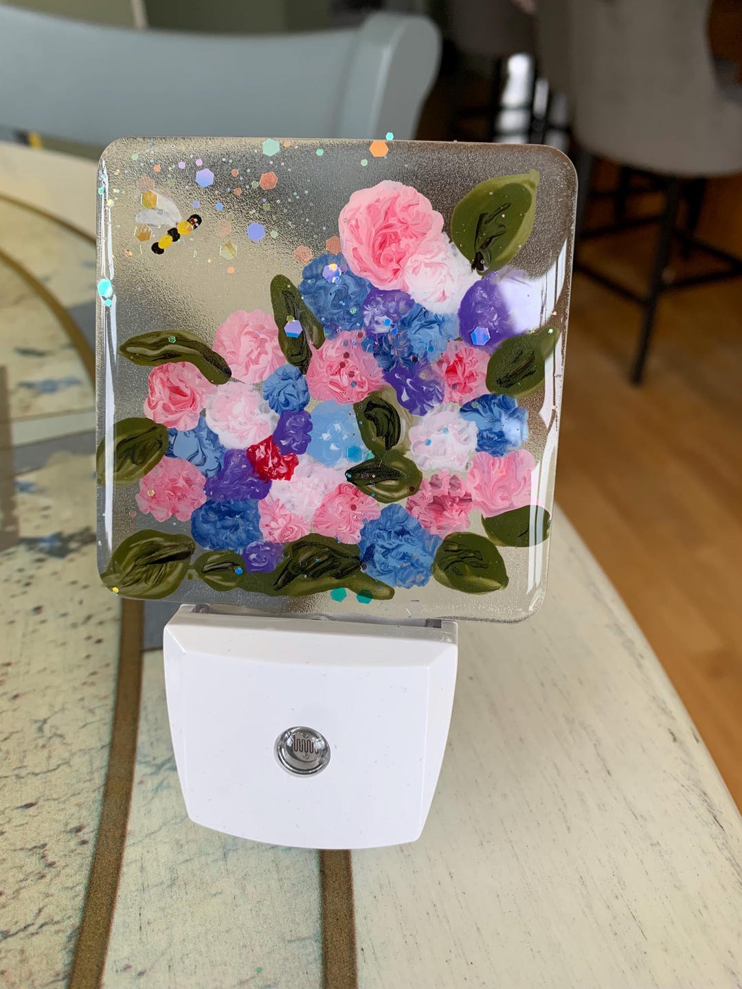 Beautiful Hydrangeas on Led Dusk to Dawn Night Light Hand Painted - Etsy