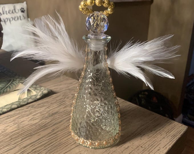 Homemade Illuminated Bottle Angel With Pearl & Gem Halo and Fairy ...
