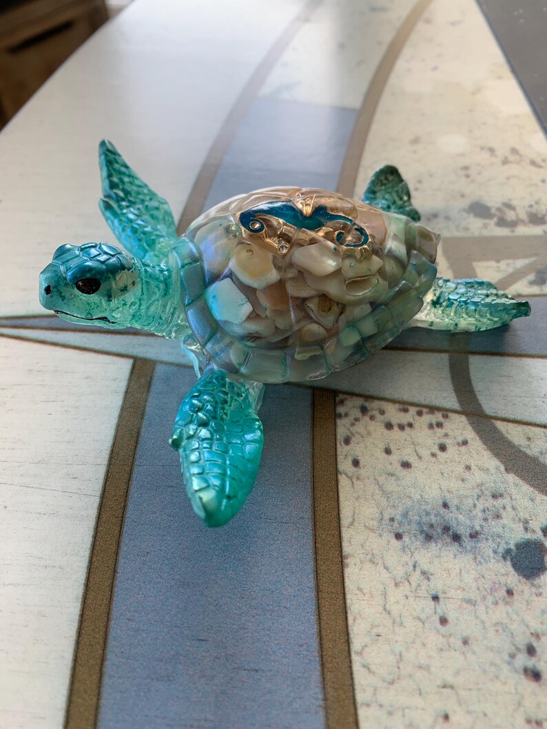 Large Sea Turtle Resin Art 4”x4” for Crafts or Decor - Etsy
