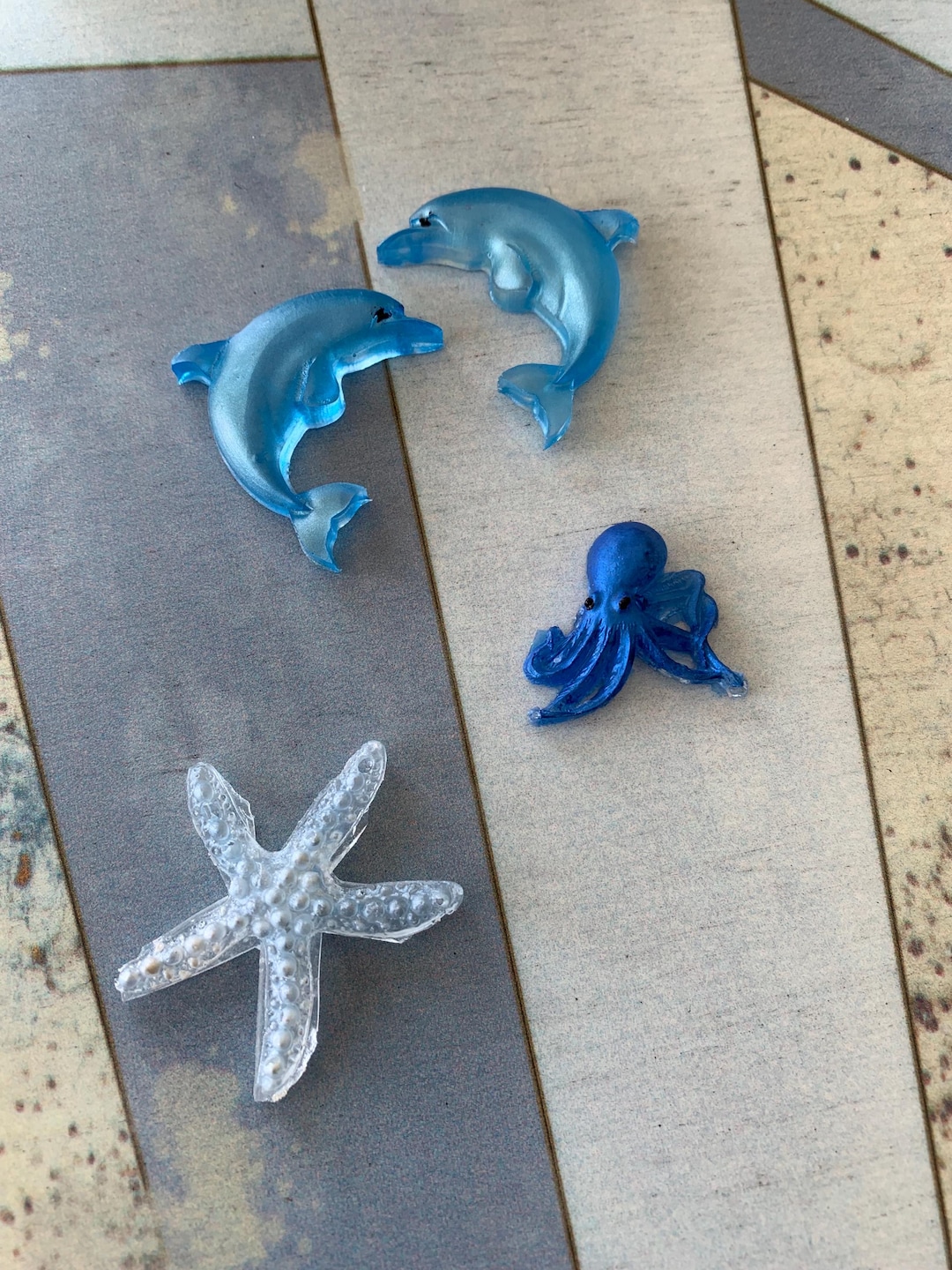 4 Resin Art Nautical Resin Art Dolphins, Starfish, Octopus - Etsy