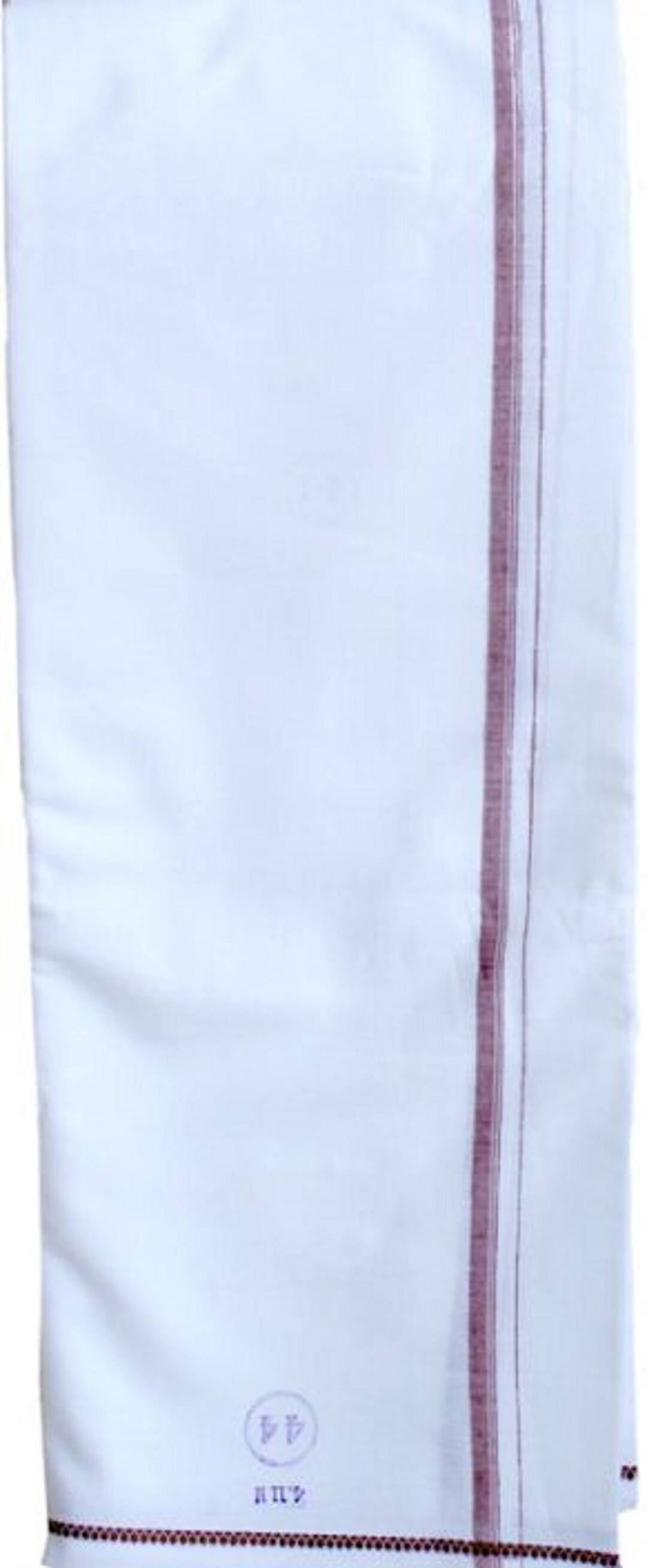 South Indian Dhoti 44" Red Border CDRS - Etsy
