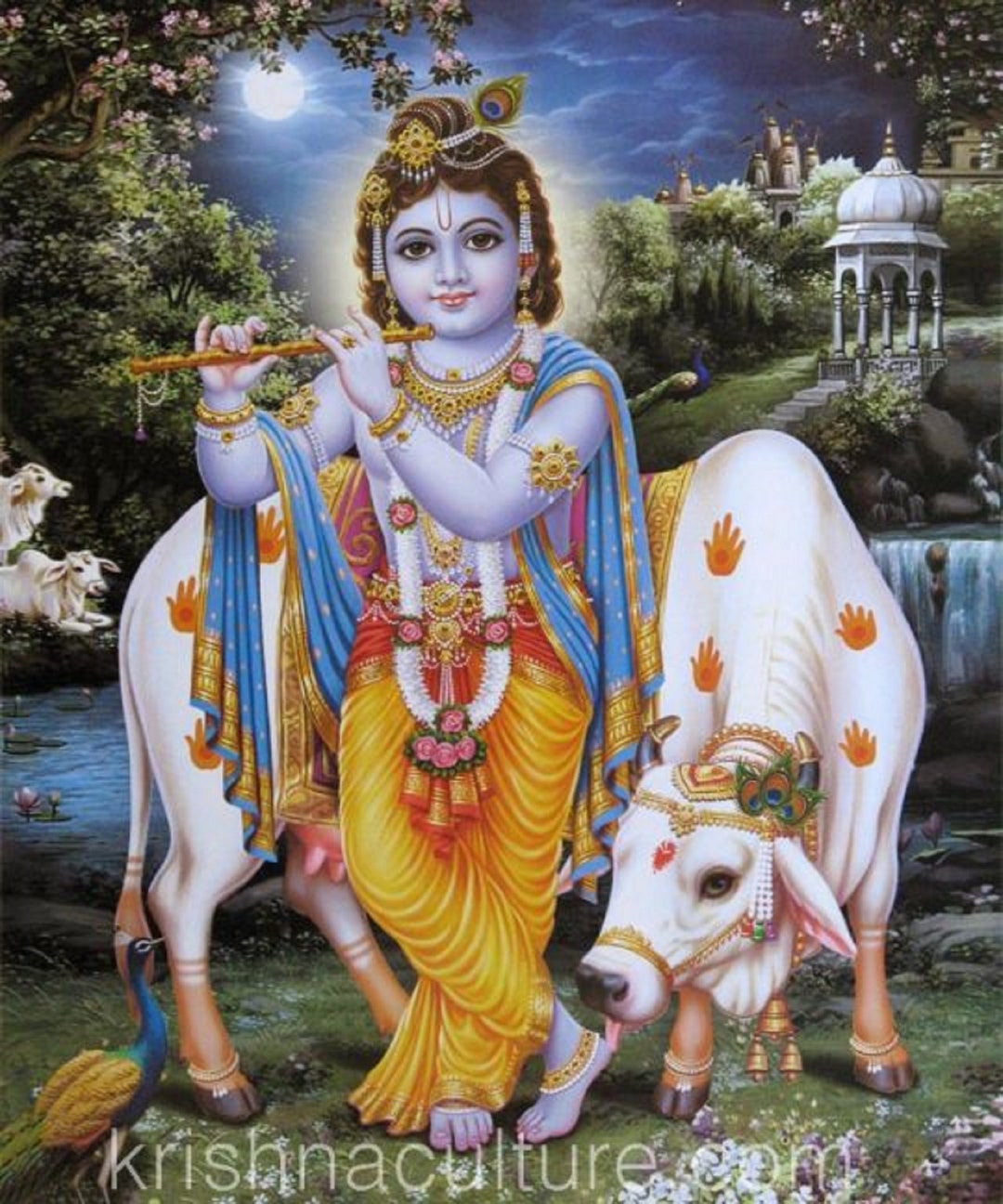 Krishna Krishna With Cow at Night CV10SC Canvas Art 15x18 - Etsy