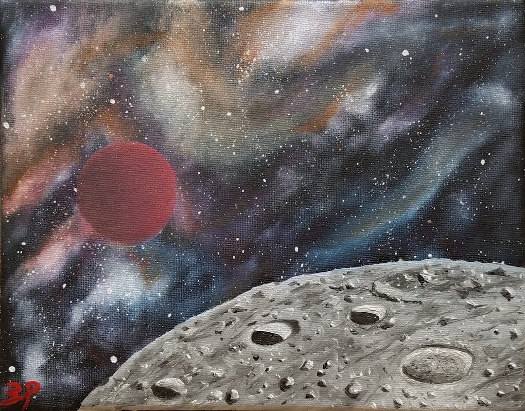 8×10 In. Original Outer Space Oil Painting on Canvas With Nebula ...