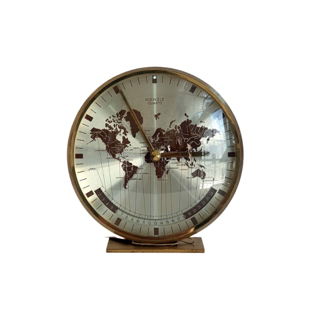 KIENZLE Quartz World Time Clock Solid Brass Frame With Stainless Steel ...